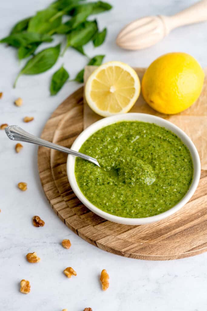 Lemon Basil Pesto (No Pine Nuts!) - A Fabulous Bite